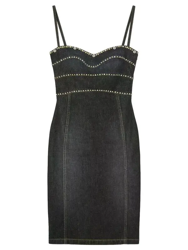 Versace Embellished Denim Dress - Blue