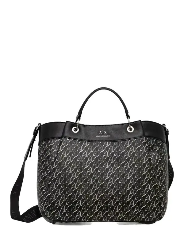 Armani Exchange Monogram Cross Body Bag - Black