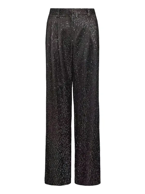 TWP Sequined Wide Leg Trousers - Black