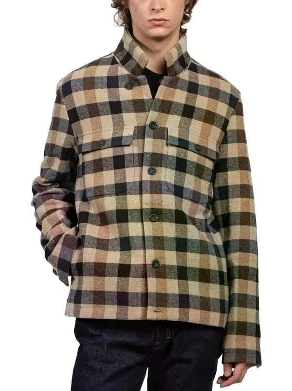 HANNES ROETHER Check-print Shirt Jacket - Neutrals