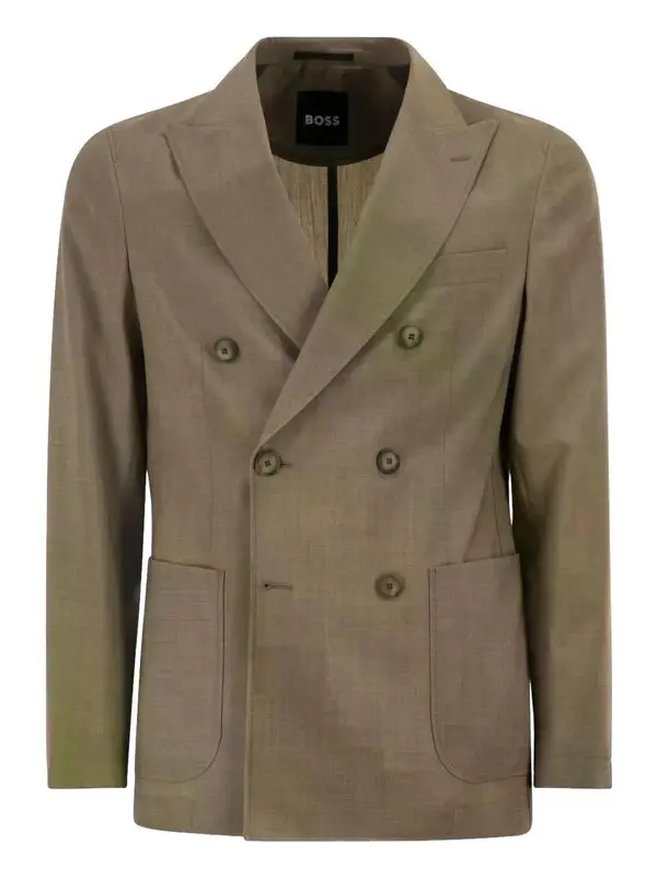 BOSS Patch Pocket Double-breasted Blazer - Neutrals