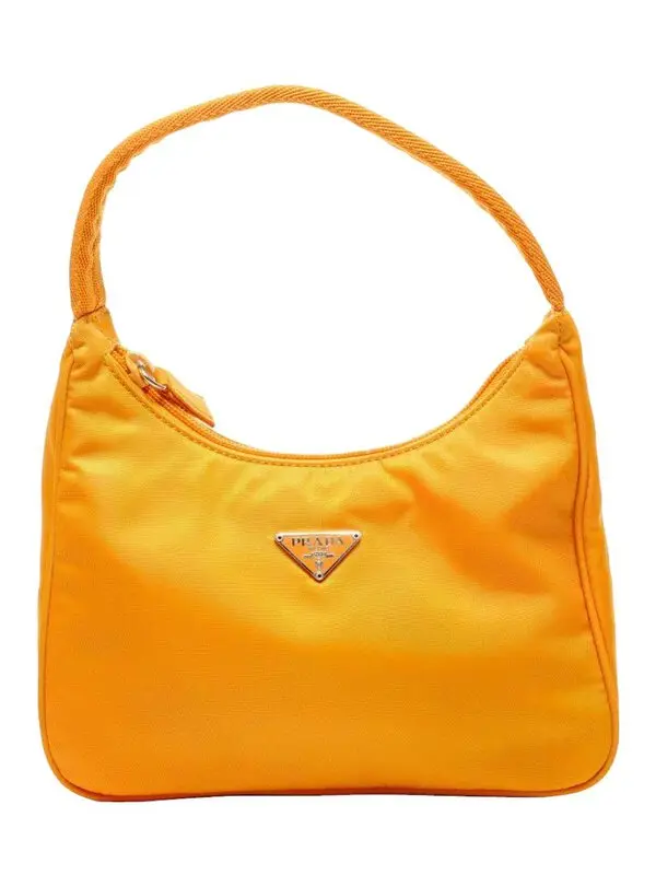 Prada 1990s Nylon Hobo Mini Bag - Orange