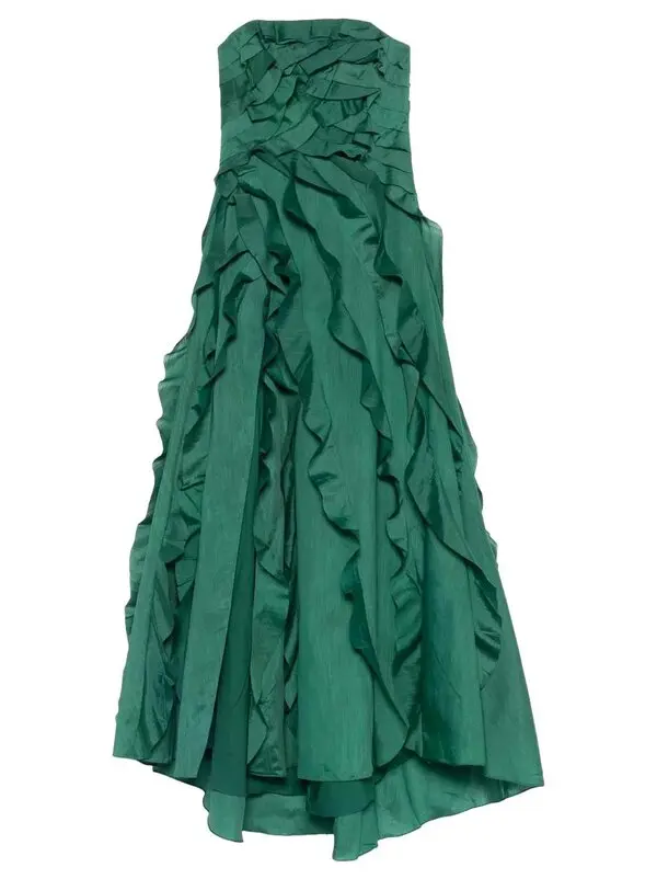 Aje Strapless Ruffled Maxi Dress - Green