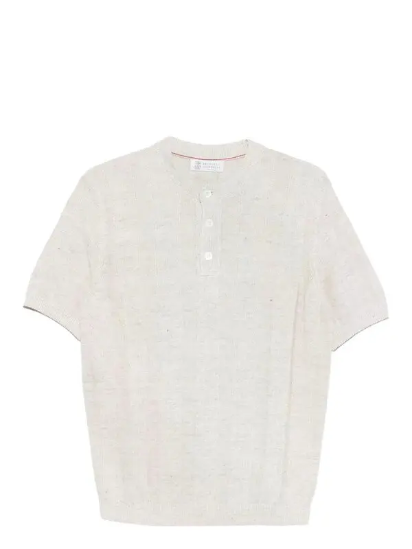 Brunello Cucinelli Button Textured Top - Neutrals