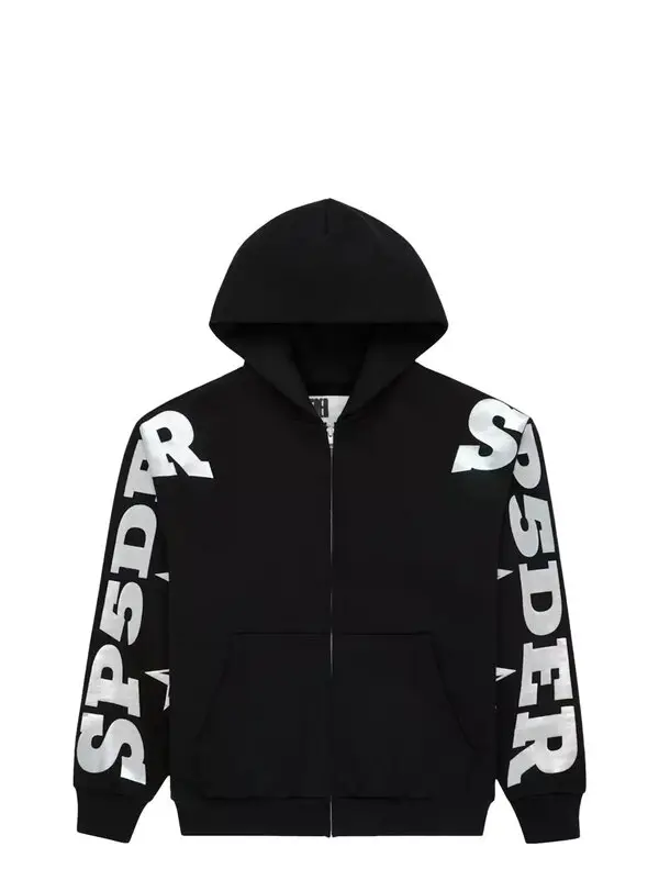 SP5DER Zip-up Long-sleeve Hoodie - Black