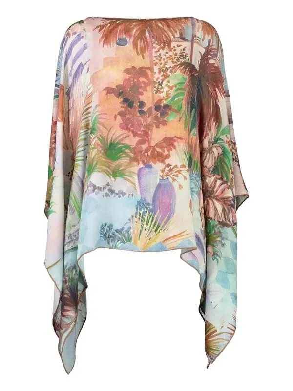 Rani Arabella Printed Poncho - Neutrals