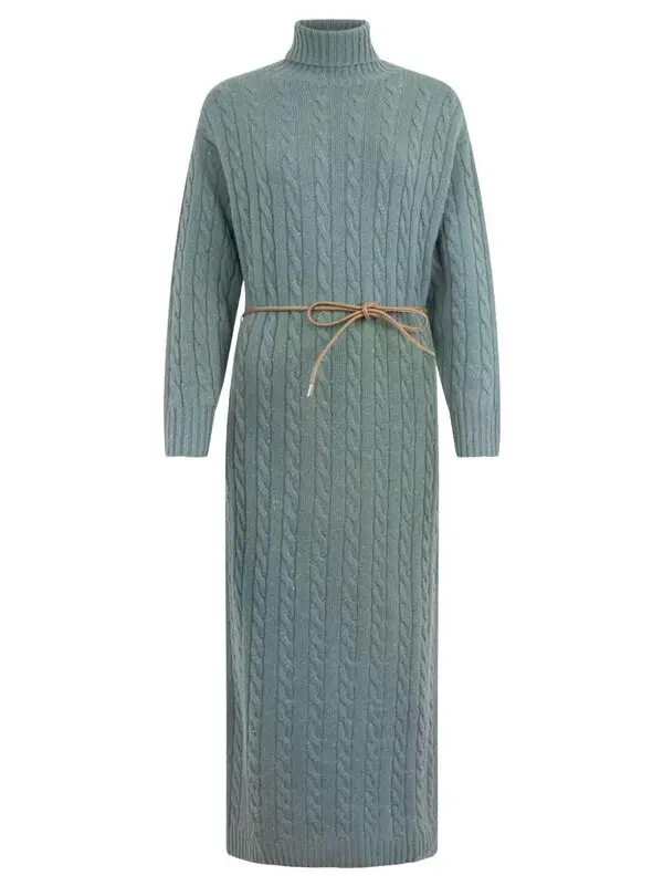 Peserico Long-sleeve Turtleneck Midi Dress - Green