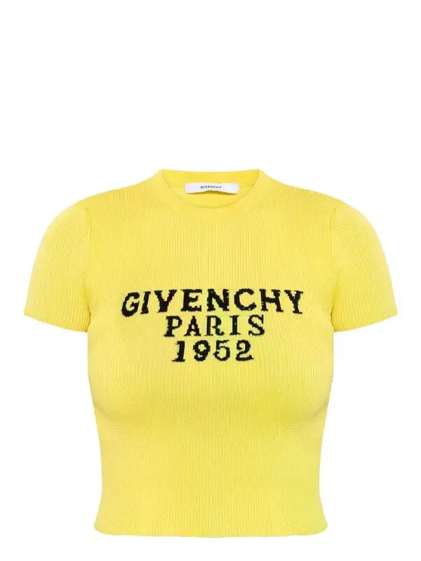 Givenchy Ribbed Logo Top - Yellow