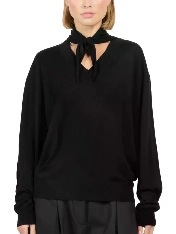 Plan C V-neck Relaxed Fit Sweater - Black