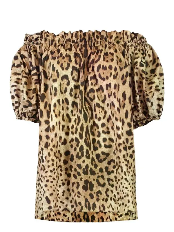 Dolce & Gabbana Animal-print Off-the-shoulder Blouse - Neutrals