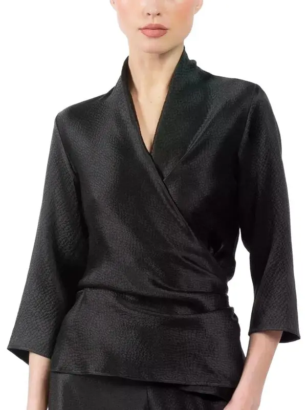 PETER COHEN Wrap Blouse - Black
