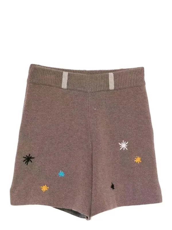 YANYAN Star Embroidered Shorts - Brown