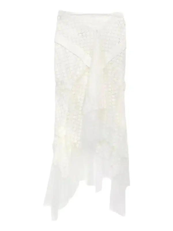 ROISIN PIERCE Floral Embroidered Asymmetric Skirt - White