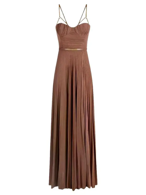 Elisabetta Franchi Sweetheart-neckline Pleated Gown - Brown