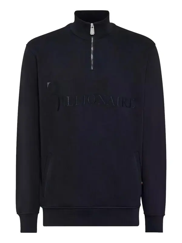BILLIONAIRE Logo-embroidered Half-zip Sweater - Blue