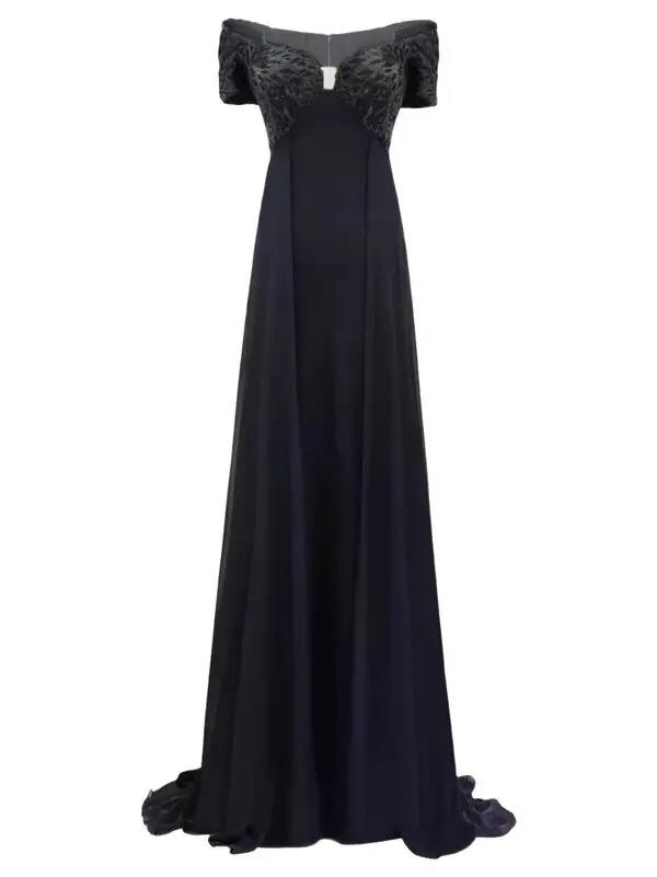 GEMY MAALOUF Beaded Off-shoulder Gown - Black