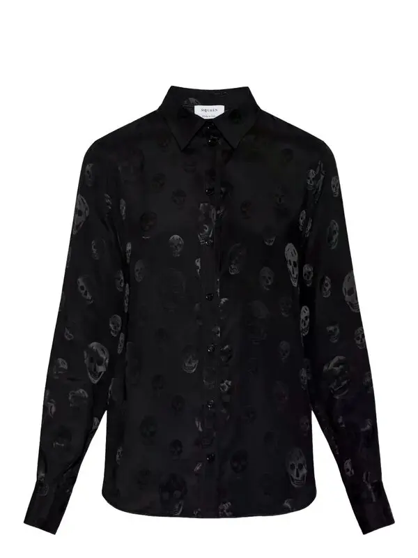 Alexander McQueen Skull-pattern Collared Top - Black