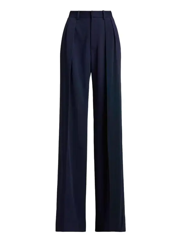 Ralph Lauren Pleated Wide Leg Trousers - Blue