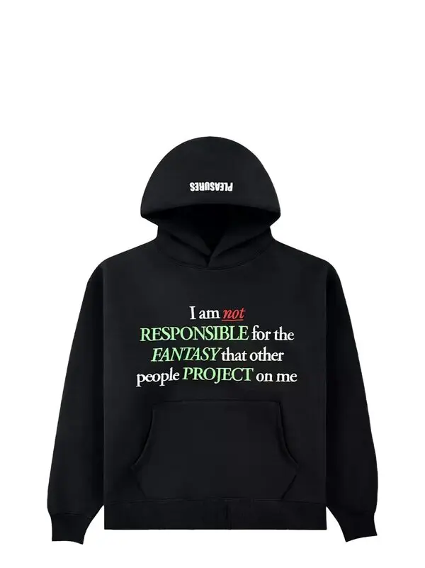 PLEASURES Lettering-print Hoodie - Black
