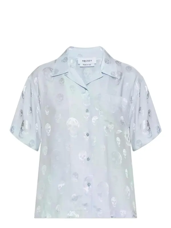 Alexander McQueen Skull-print Button-up Shirt - Blue