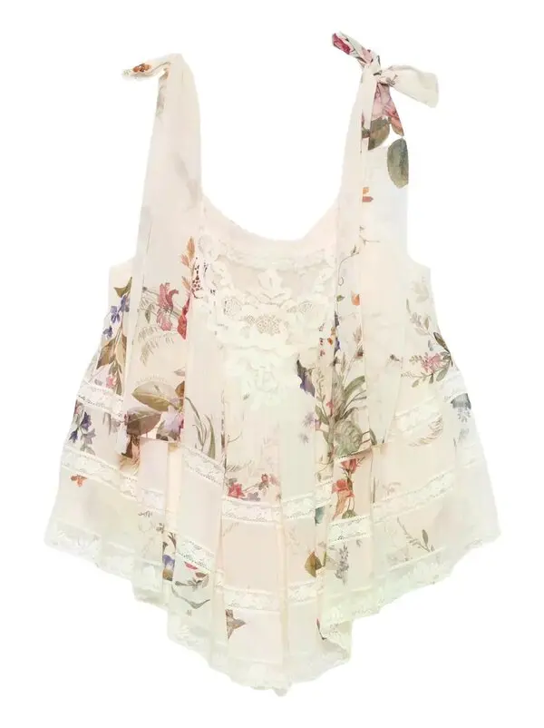 Zimmermann Patience Floral Lace Top - Neutrals