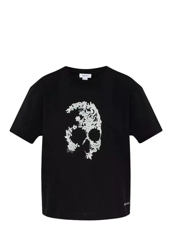 Alexander McQueen Skull Lace T-shirt - Black