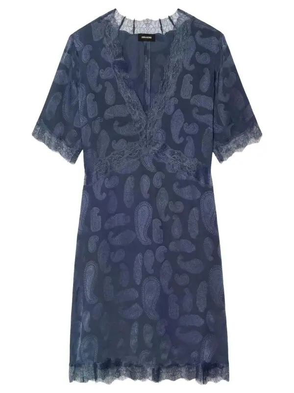 Zadig&Voltaire Paisley-pattern V-neck Dress - Blue