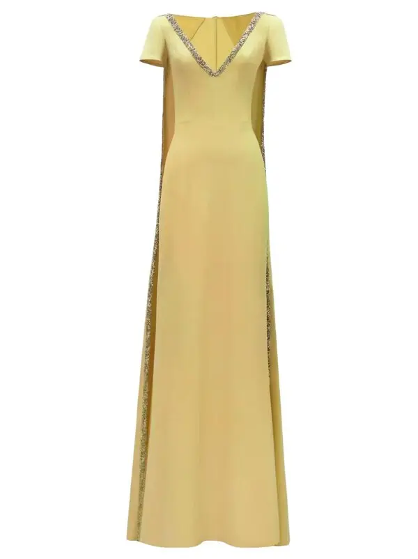 GEMY MAALOUF Beaded Cape Dress - Yellow