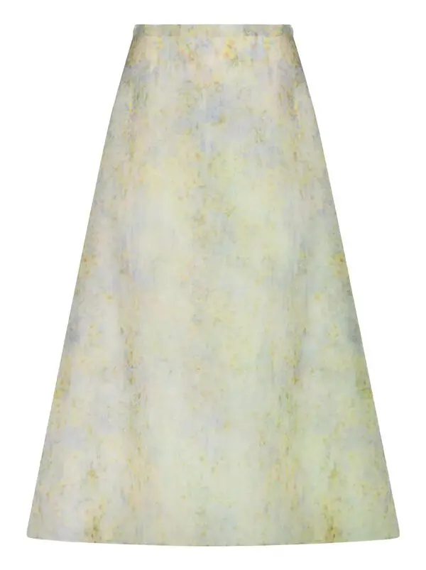 Alberta Ferretti Floral-print Midi Skirt - Neutrals