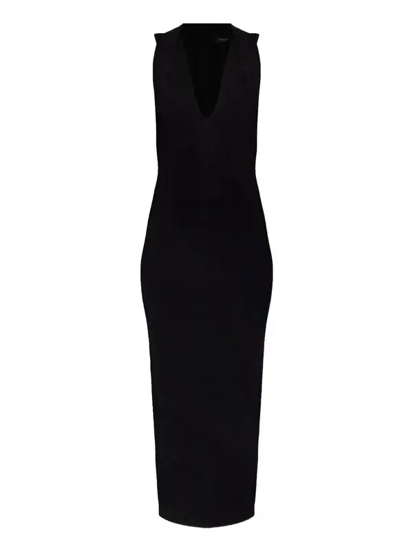 Balmain V-neck Zip-up Dress - Black