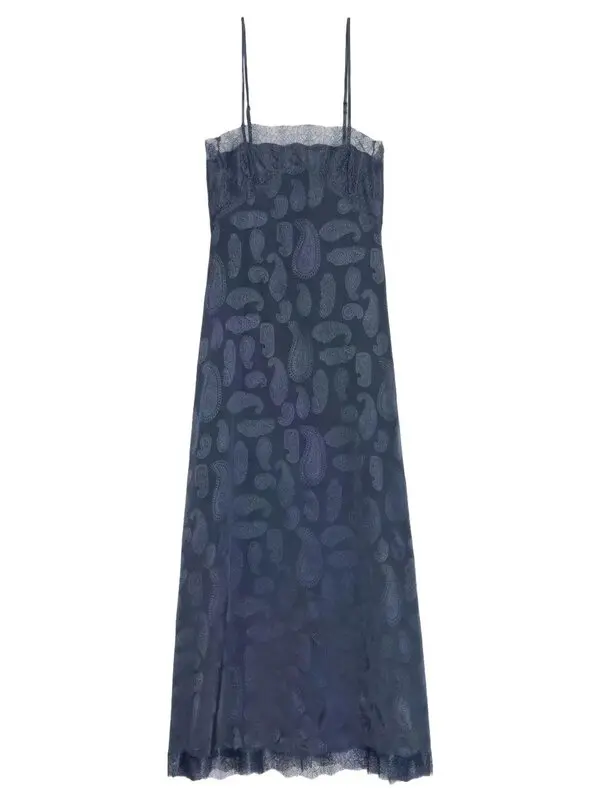 Zadig&Voltaire Paisley-pattern Dress With Lace Trim - Blue