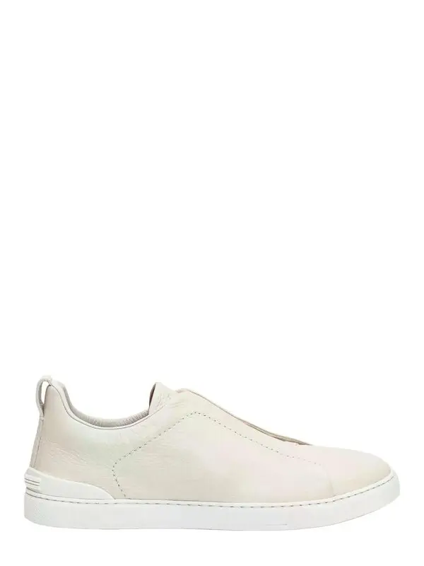 Zegna Triple Stitch Leather Slip-ons - Neutrals