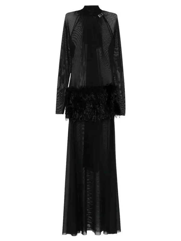 ATU BODY COUTURE Feather-panel Gown - Black