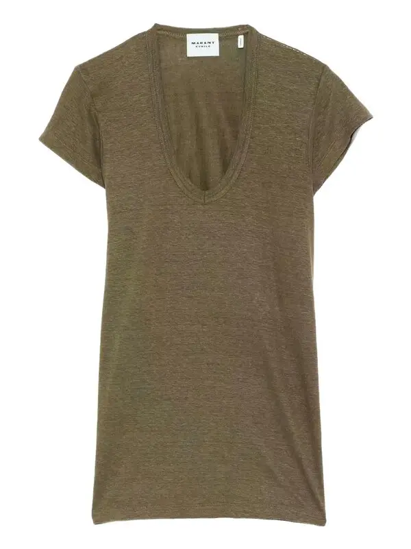 MARANT ETOILE Zankou V-neck T-shirt - Green