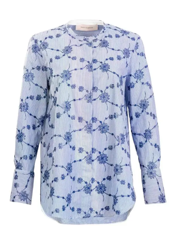 Silvia Tcherassi Cubillos Embroidered Floral Shirt - Blue