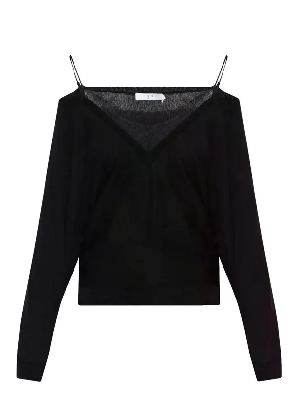 IRO PARIS Lace V-neck Sweater - Black