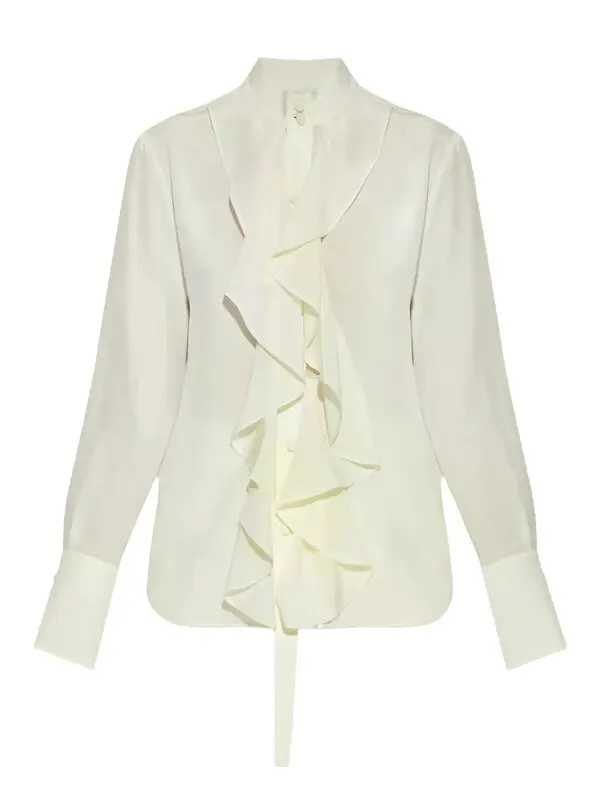 Alexander McQueen Ruffled Silk Top - Neutrals