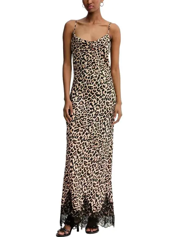 NEVER FULLY DRESSED Lace Animal-print Maxi Dress - Neutrals