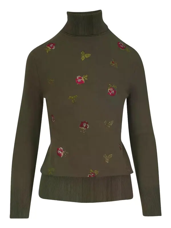 Libertine Floral-embellished Roll-neck Sweater - Green
