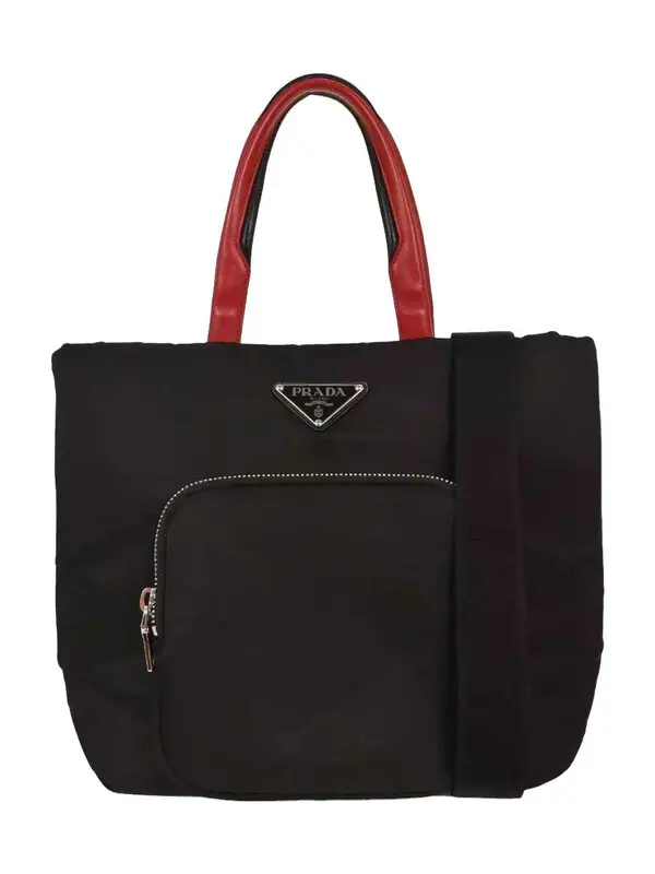Prada 2010s Logo-plaque Tote Bag - Black