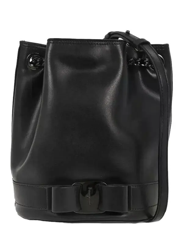 FERRAGAMO 2010s Vara Bow Bucket Bag - Black