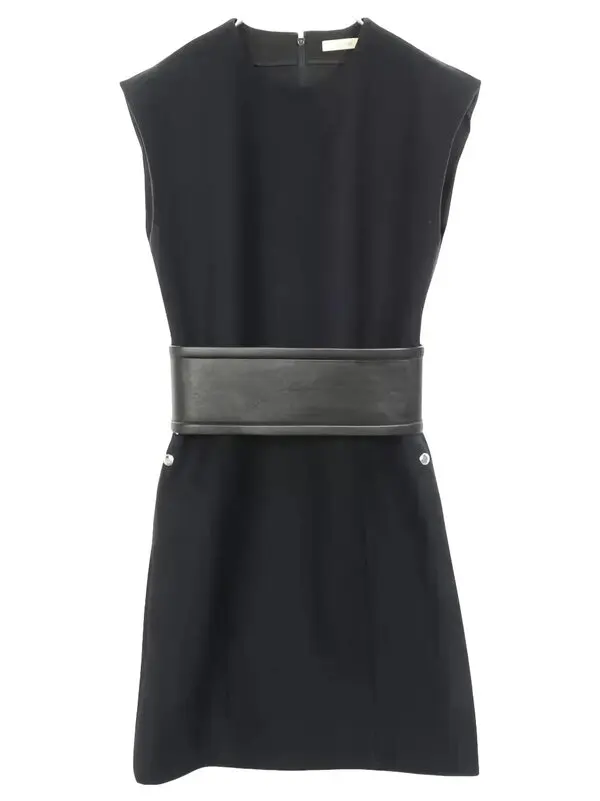 Celine 2010s Belted Wool Dress - Blue