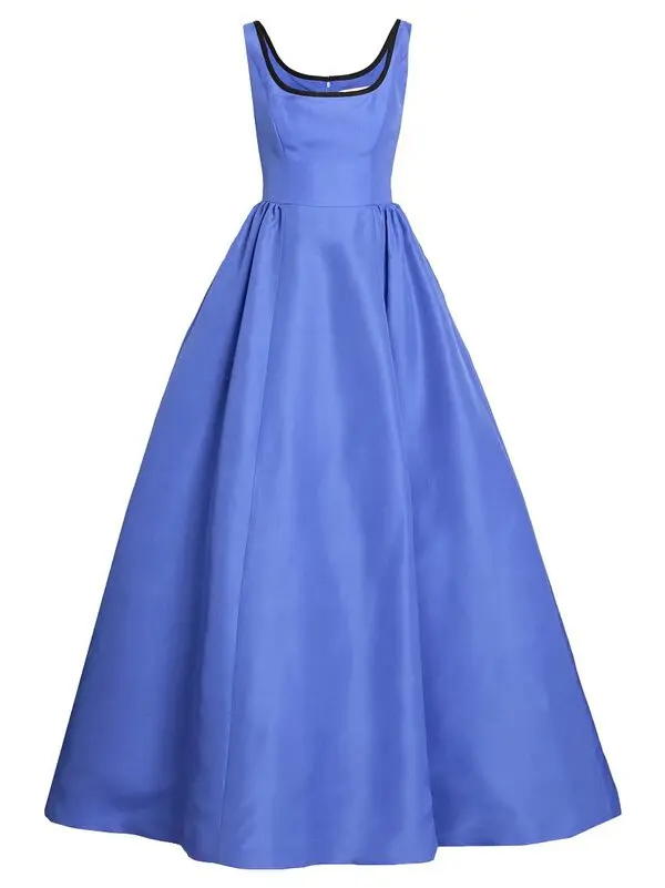 Carolina Herrera Pleated Silk-gazar Gown - Light Blue
