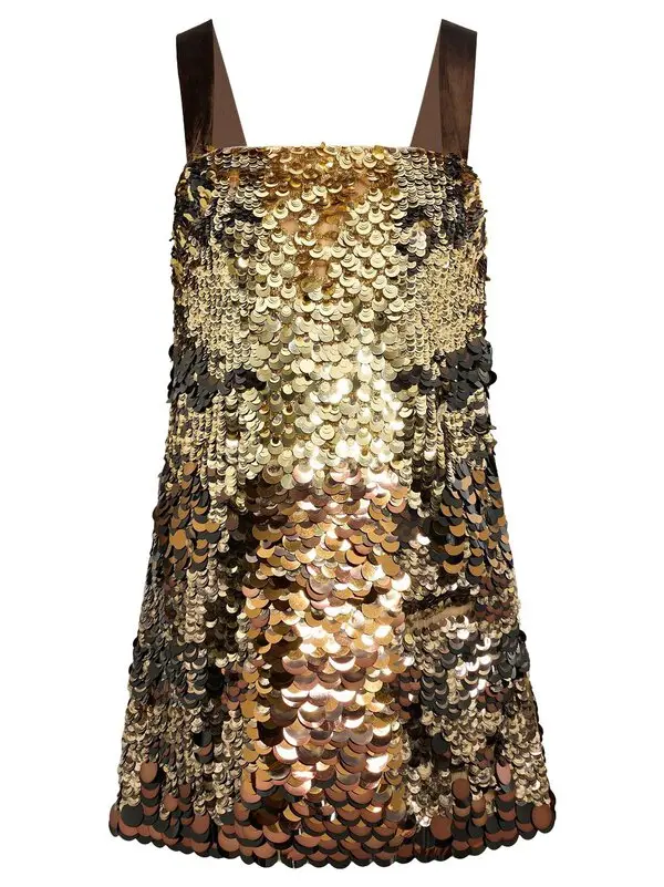 Oscar De La Renta Velvet-trimmed Sequined Tulle Mini Dress - Bronze