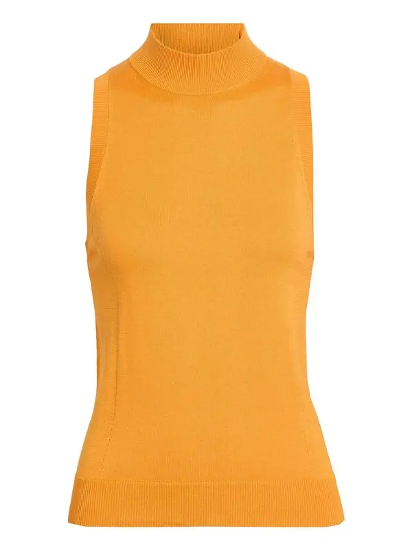 Carolina Herrera Silk And Cotton-blend Turtleneck Top - Orange