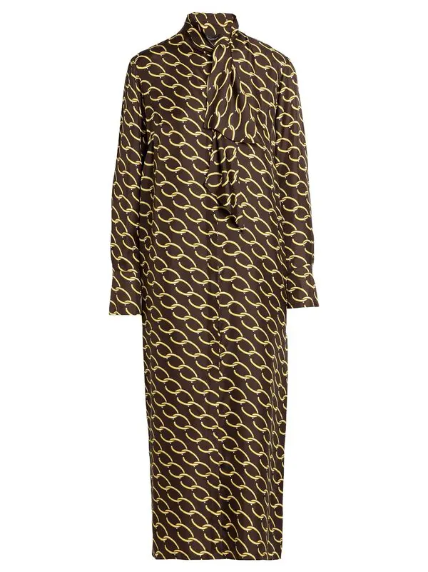 Oscar De La Renta Printed Silk-twill Midi Dress - Chocolate