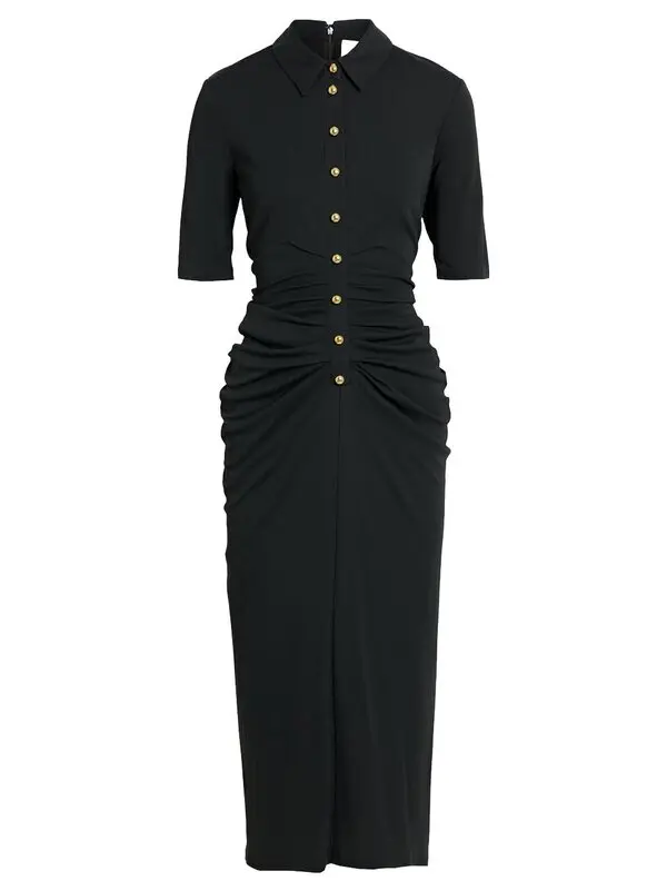 Carolina Herrera Ruched Stretch-jersey Midi Shirt Dress - Black