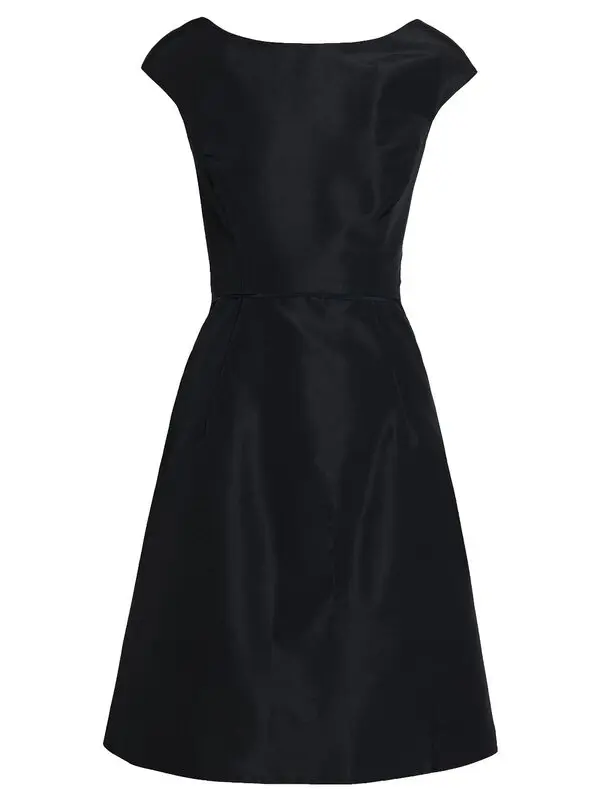 Oscar De La Renta Pleated Silk-faille Dress - Midnight Blue