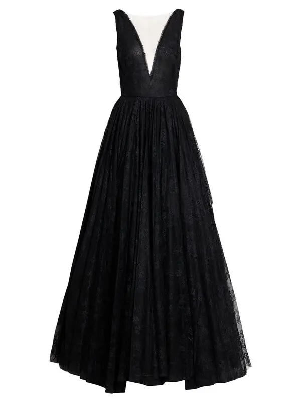 Oscar De La Renta Lace Gown - Black
