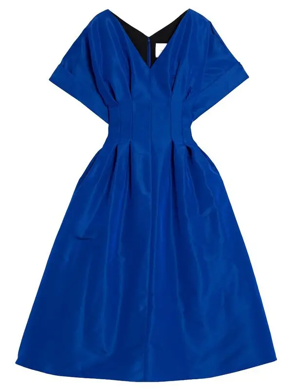 Carolina Herrera Pleated Silk-faille Midi Dress - Bright Blue